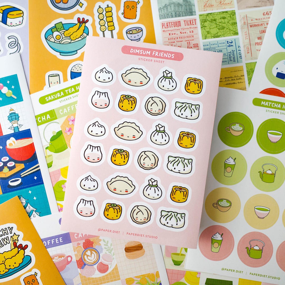 Kawaii Dim Sum Sticker Sheet: Dumplings, Journaling, Scrapbook - Etsy