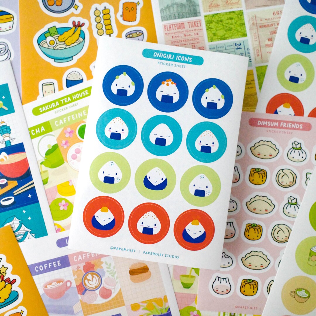 Onigiri Icons Sticker Sheet: Kawaii Japan Travel Theme - Etsy