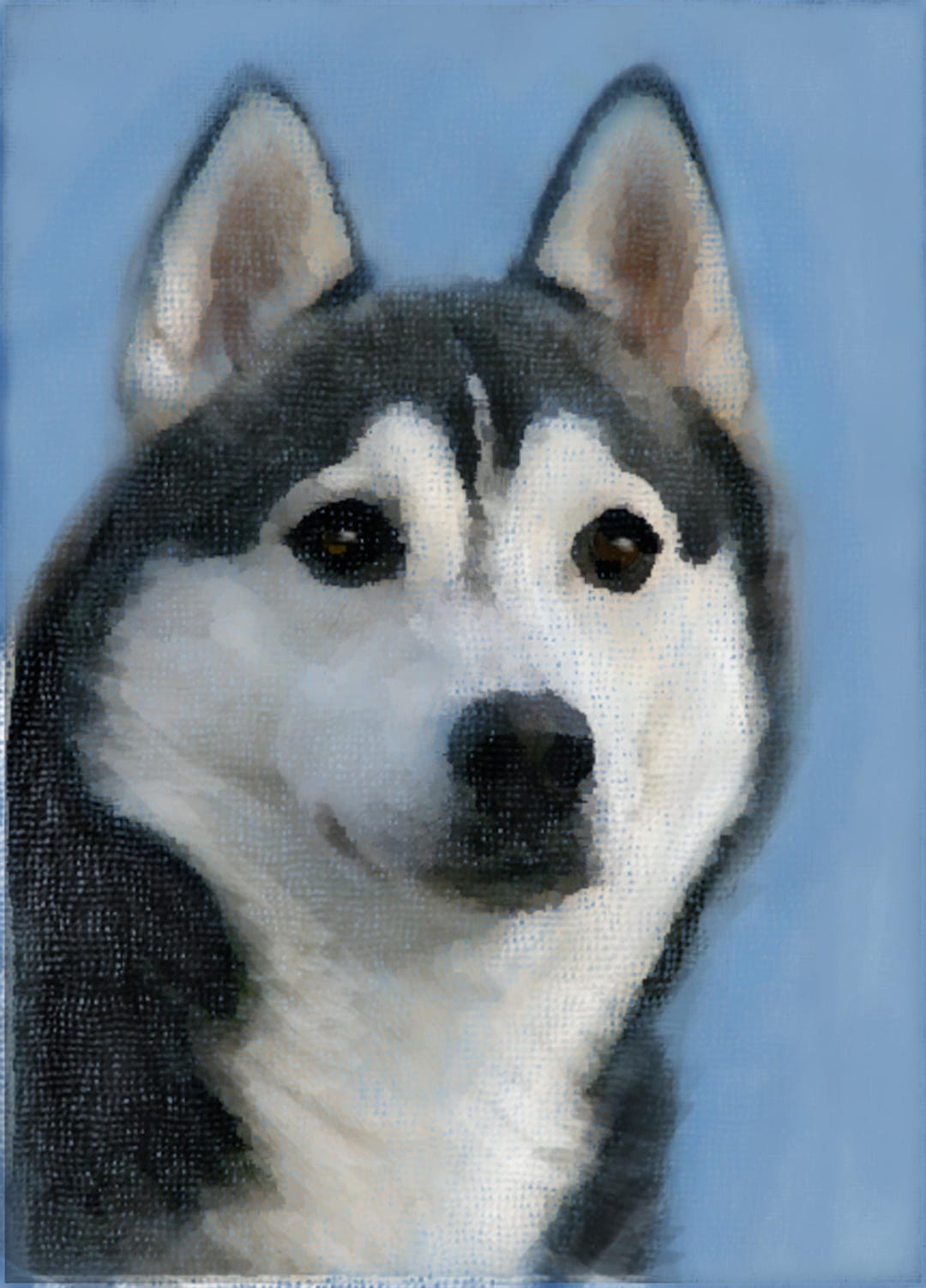 Siberian Husky Oil Painting in Blue Tones - Digital Download Portrait ...