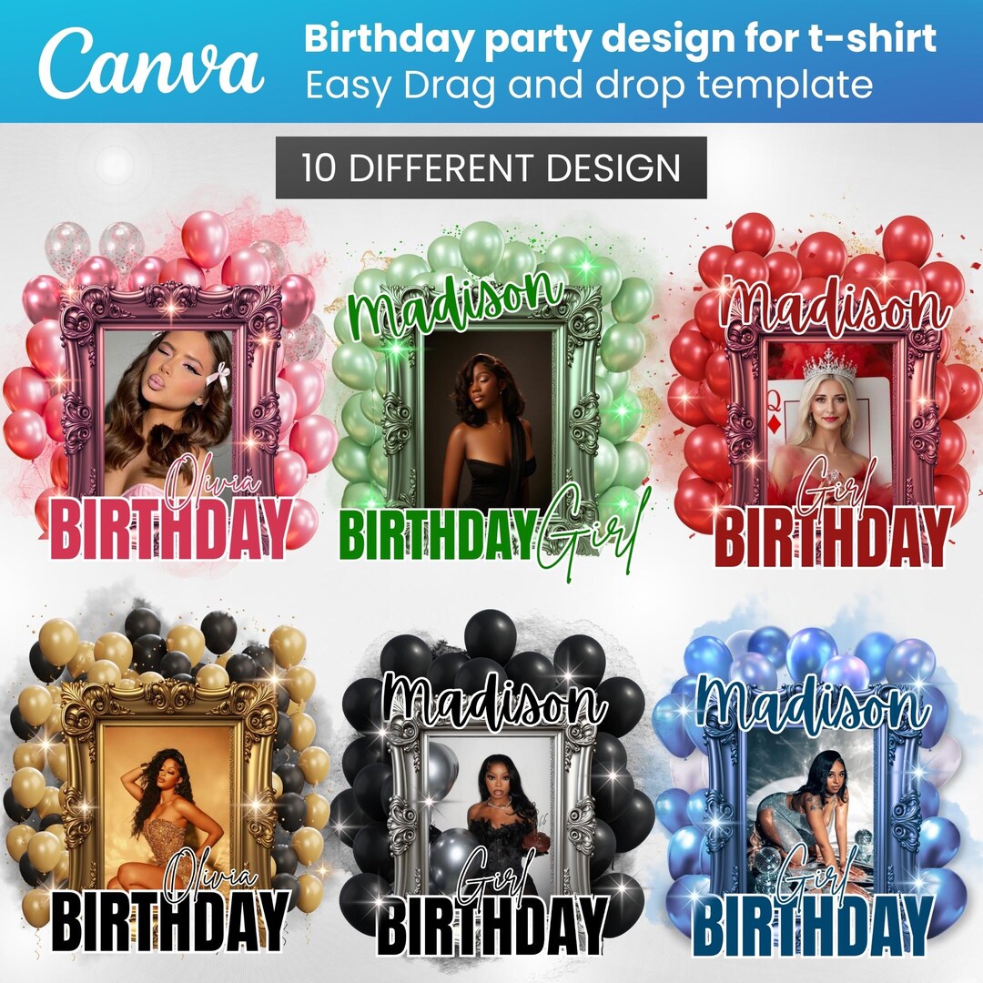 10 Editable Birthday Bootleg Rap Tee Canva Template Bundle | 30th ...