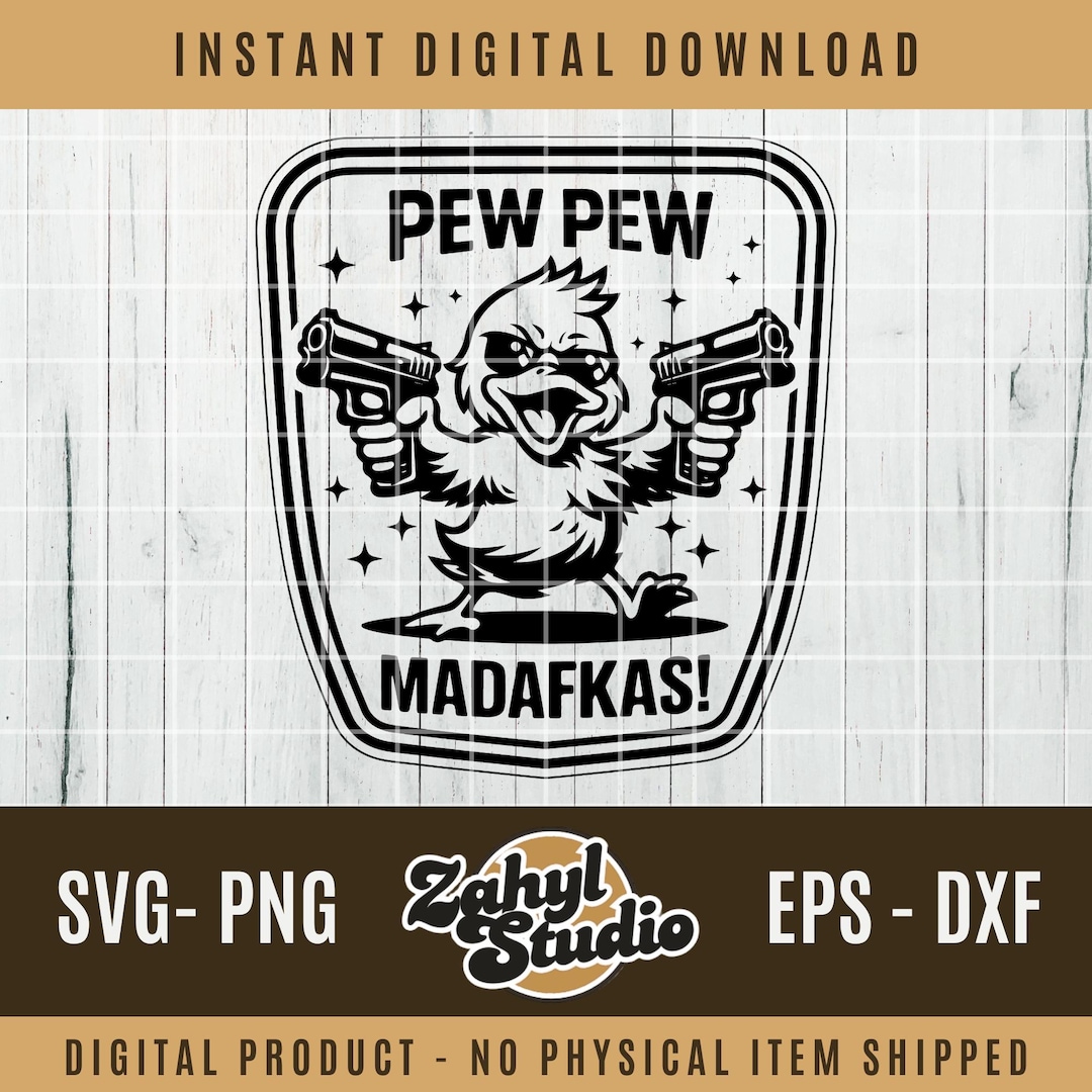 Pew Pew Duck SVG PNG, Funny Meme Bird With Guns, Hat Patch Design ...
