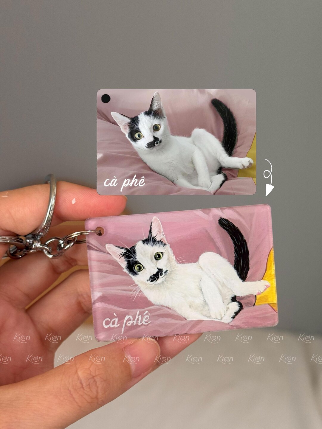 Double-sided Keyring | Hand-painted Pet Portait 2 Sided Acrylic ...
