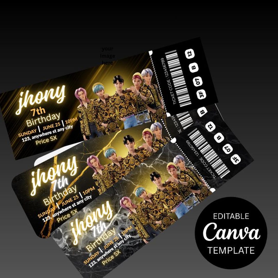 Editable Kpop Demon Hunter Birthday Invitation With Soja Pop Characters ...