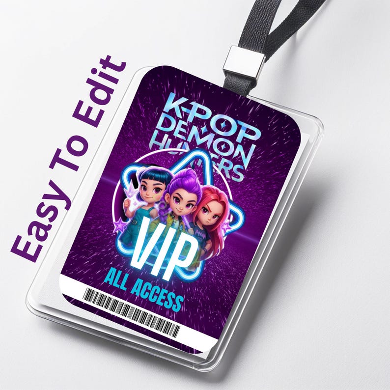 Editable Kpop Demon Hunters Vip Pass ID | Kpop Huntrix VIP Pass Set ...