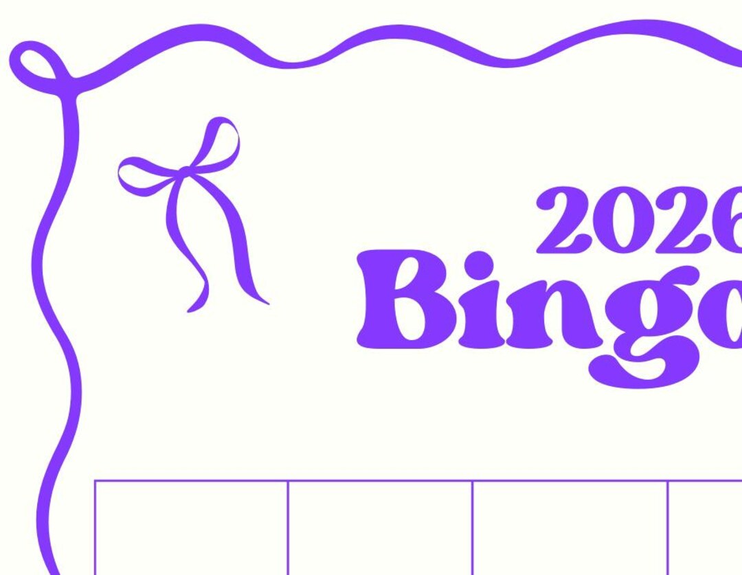 2026 Bingo Card - Purple - Etsy