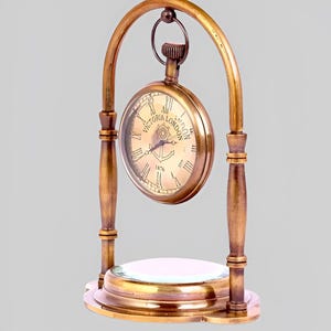 Vintage Globe Desk Clock on Brass Stand With Compass - Etsy