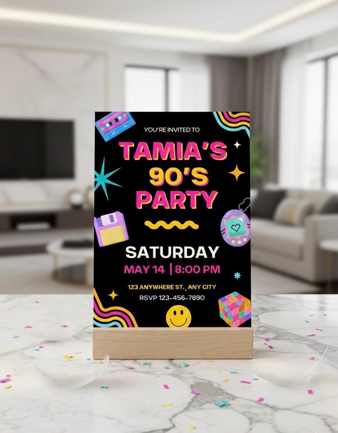 90s Party Invitation | Retro 1990s Theme Invite | Neon Throwback ...
