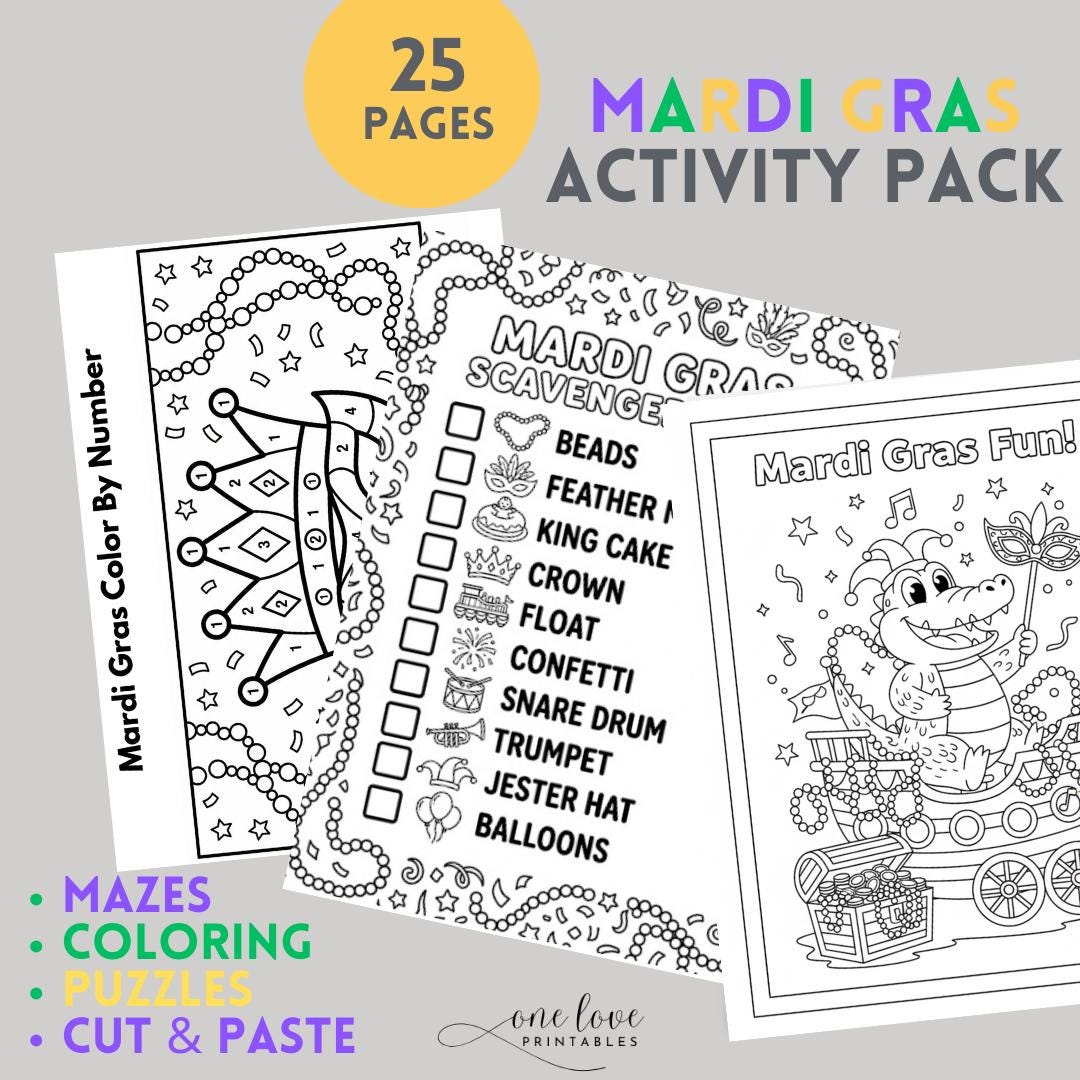 Mardi Gras Worksheets for Kids • 25 Page Classroom Activity Pack ...