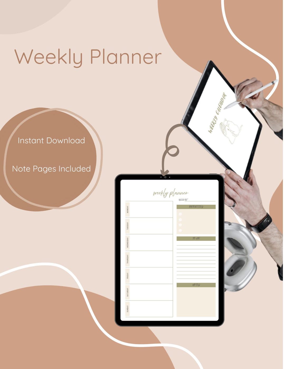 Weekly Planner, Blank Template Download With Stylish Look to Help Plan ...