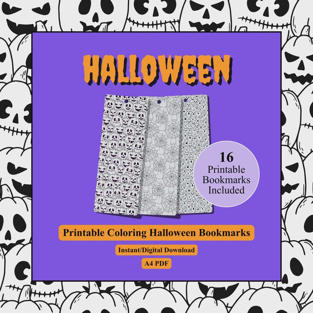 Halloween Coloring Bundle: Printable Halloween Bookmarks for Kids ...