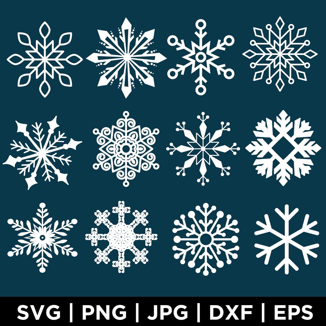 Snowflake SVG Bundle, Winter Snowflake Cut Files, Christmas SVG for ...