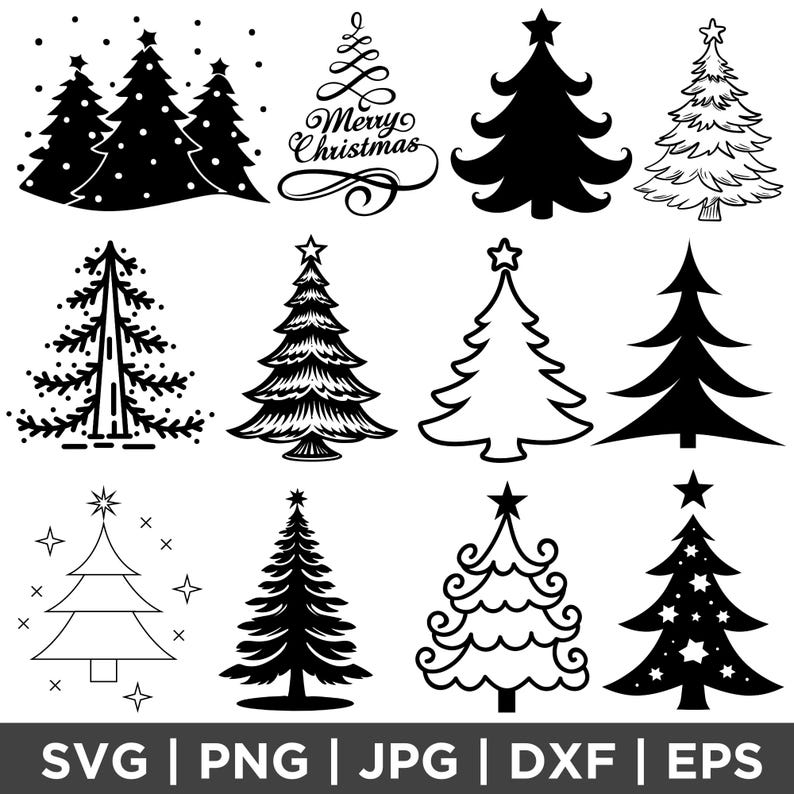 Christmas Tree SVG Bundle, Festive Tree Cut Files for Cricut Silhouette ...