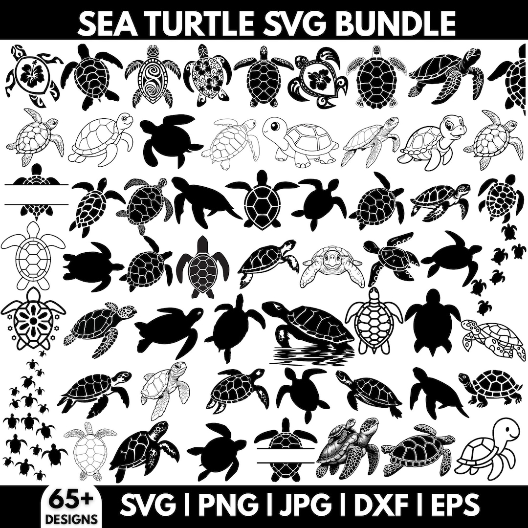 Sea Turtle Svg Bundle, Hawaiian Turtle Svg, Honu Turtle Svg, Ocean ...