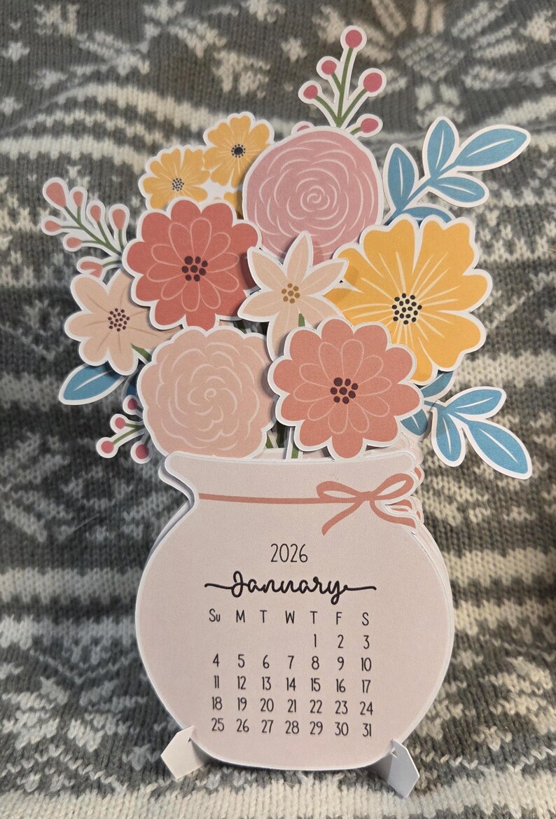 2026 Fun Mini Desktop Vase of Flowers Calendar - Etsy