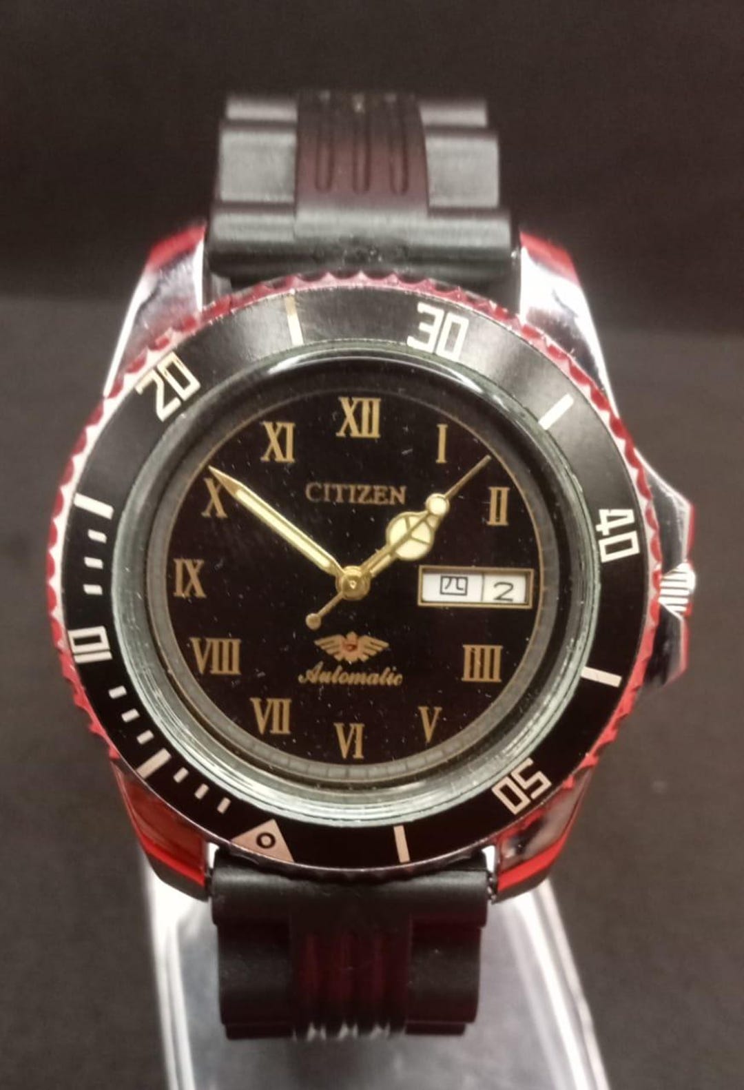 Vintage Citizen Automatic Day Date Black Color Dial Japan Made Rotating ...
