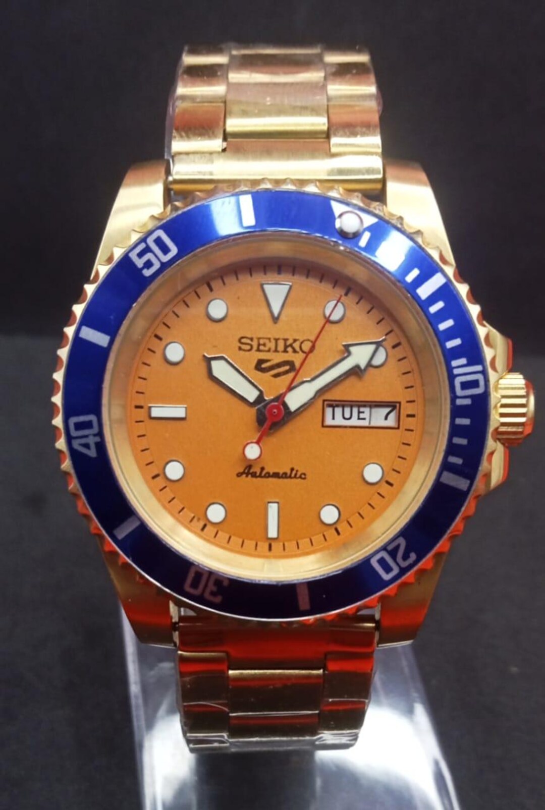 Vintage Seiko 5 Day Date Automatic Brick Color Dial Japan Made 42 Mm ...