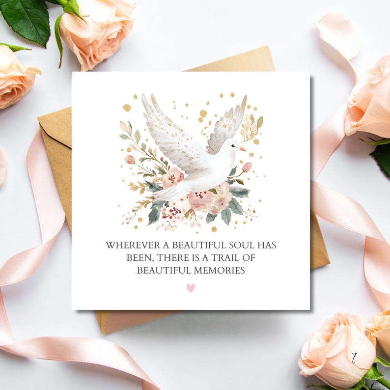 Beautiful Soul Sympathy Card, Dove Thinking of You Card, Bereavement ...