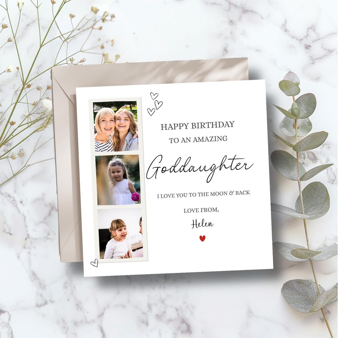 Custom Photo Goddaughter Birthday Card, Add Your Own Photo, Collage Any ...