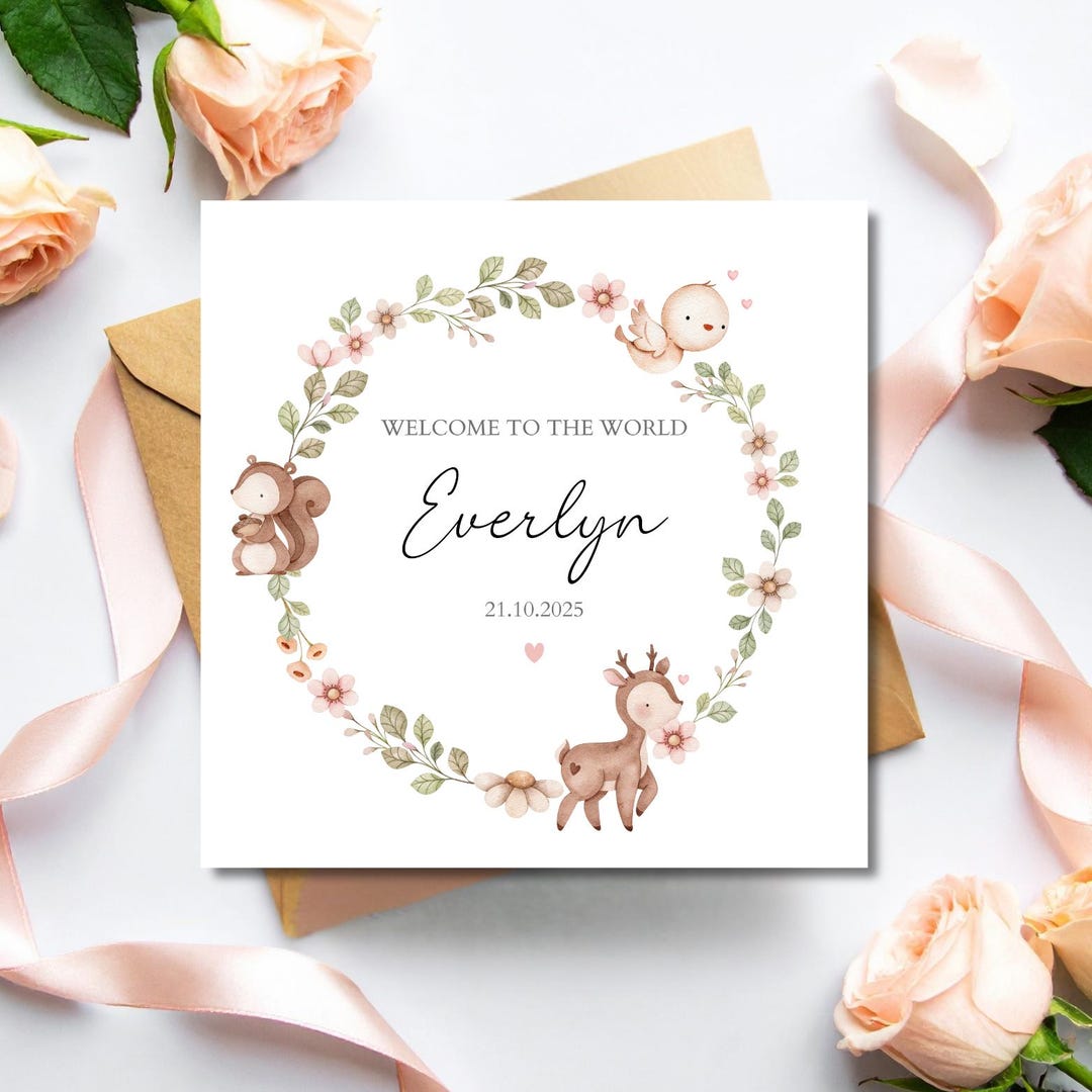 Personalised New Baby Girl Card ,welcome to the World Card Card , New ...