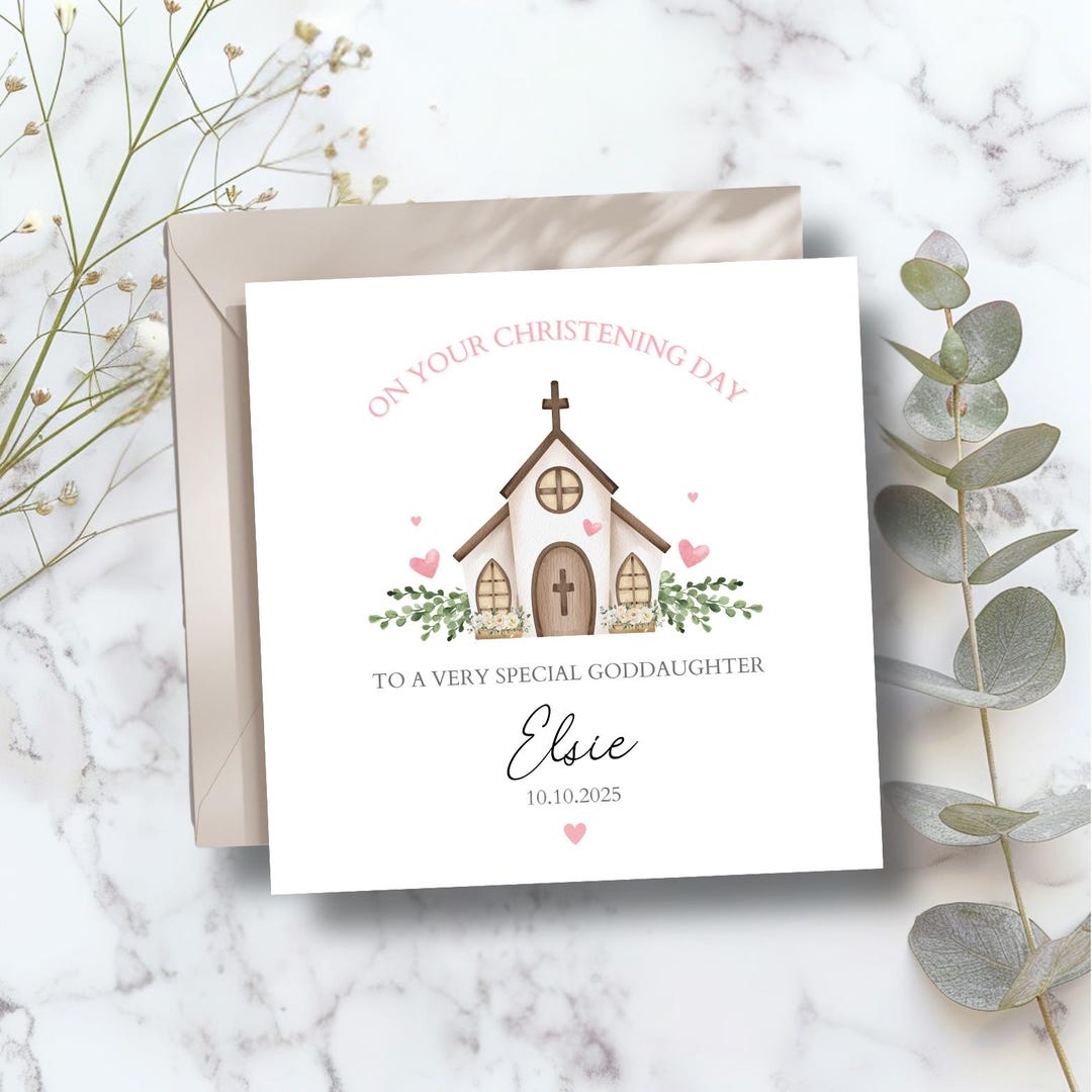Personalised Christening Card, Baptism Card for Grandson Granddaughter ...