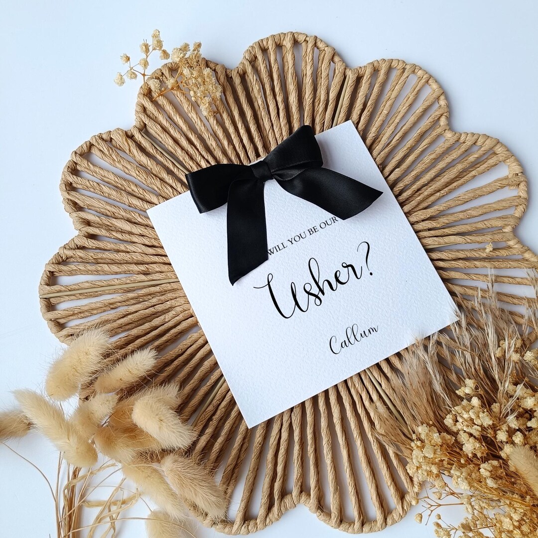 Will You Be My Usher Card, Usher Proposal Card, Personalised Bow ...