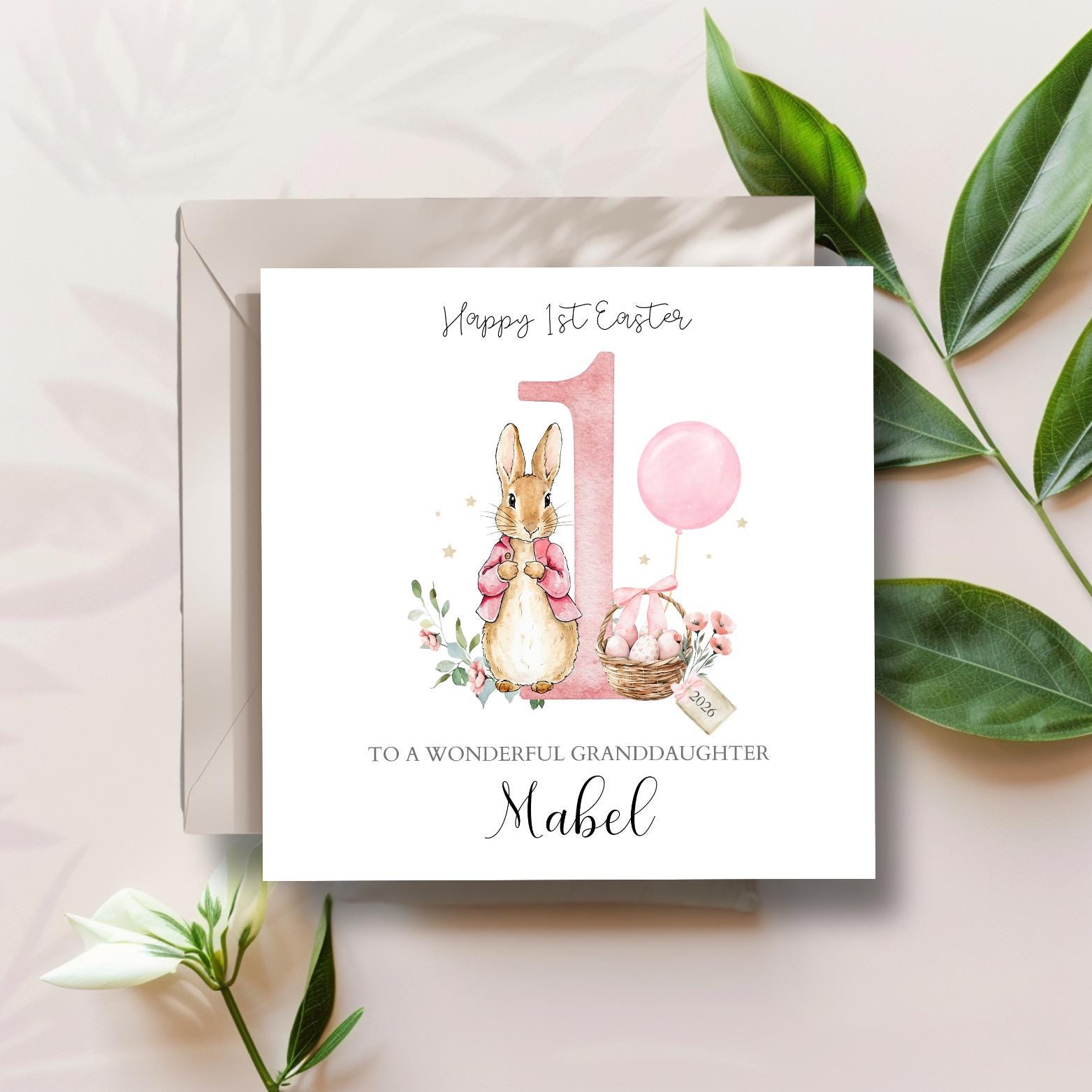 Personalised Peter Rabbit Easter Card, Flopsy Bunny 1st Easter for Boy ...