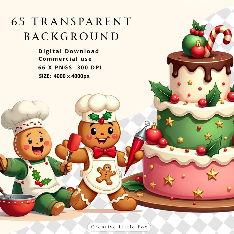 Christmas Gingerbread Clipart Set | Cute Holiday Bakery Pngs | Kawaii ...