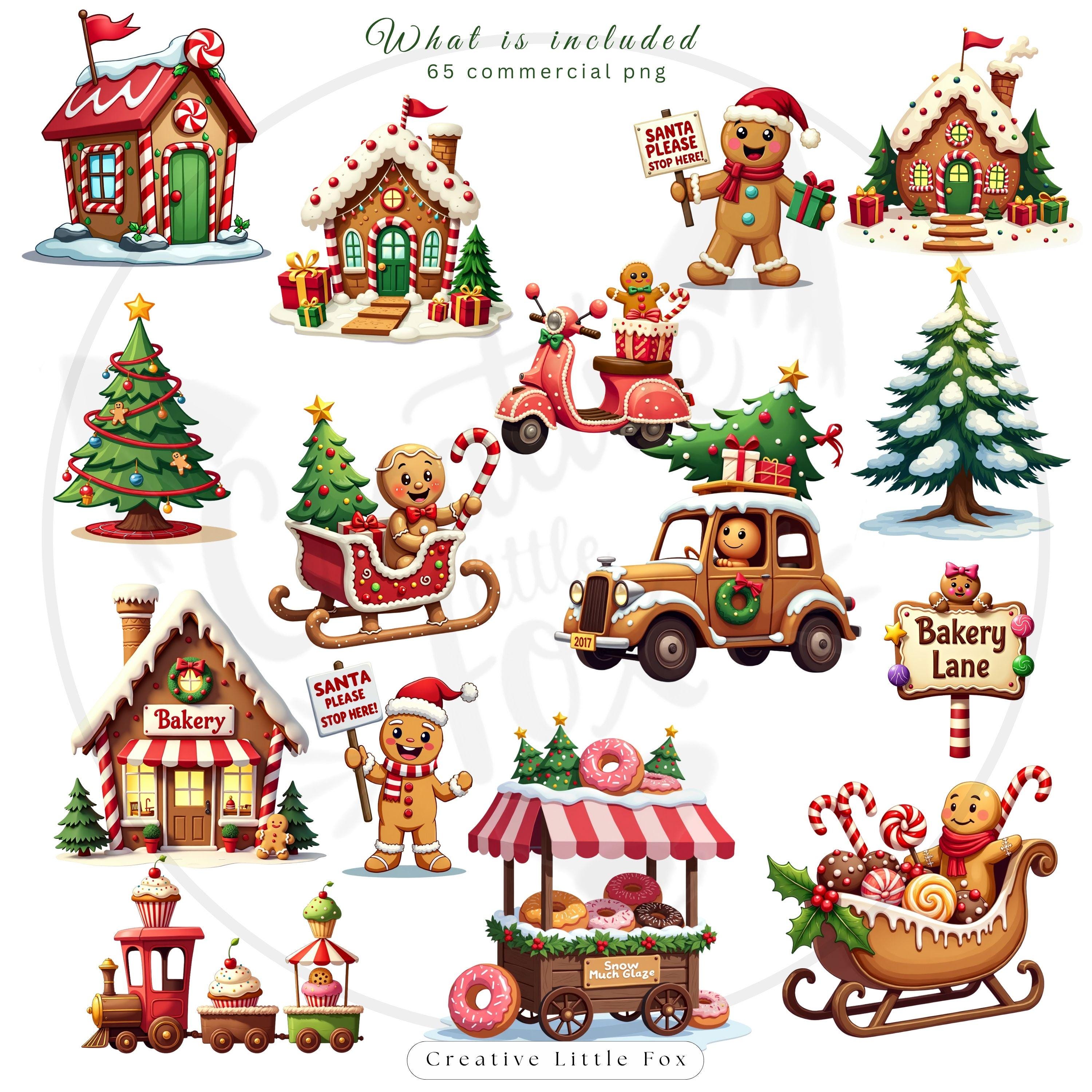 Christmas Gingerbread Clipart Set | Cute Holiday Bakery Pngs | Kawaii ...