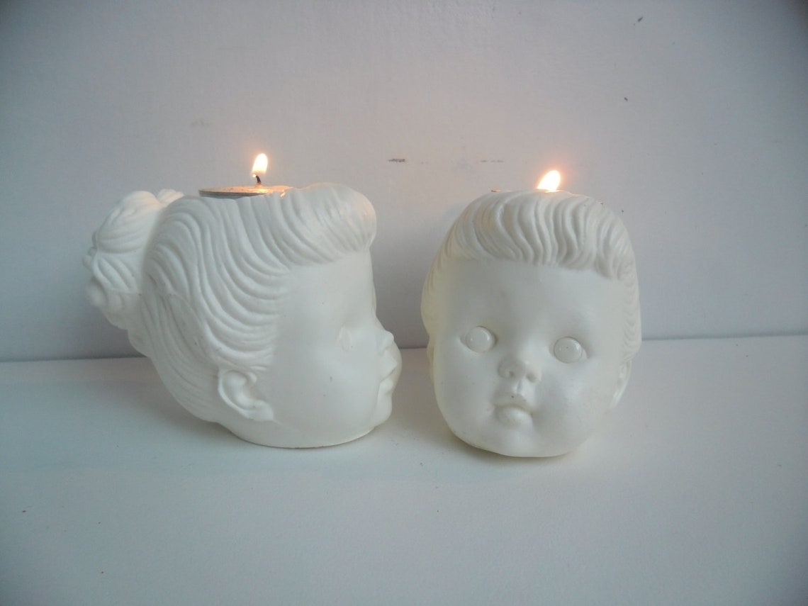 Vintage Doll Head Tea Light Candle Holder | Etsy