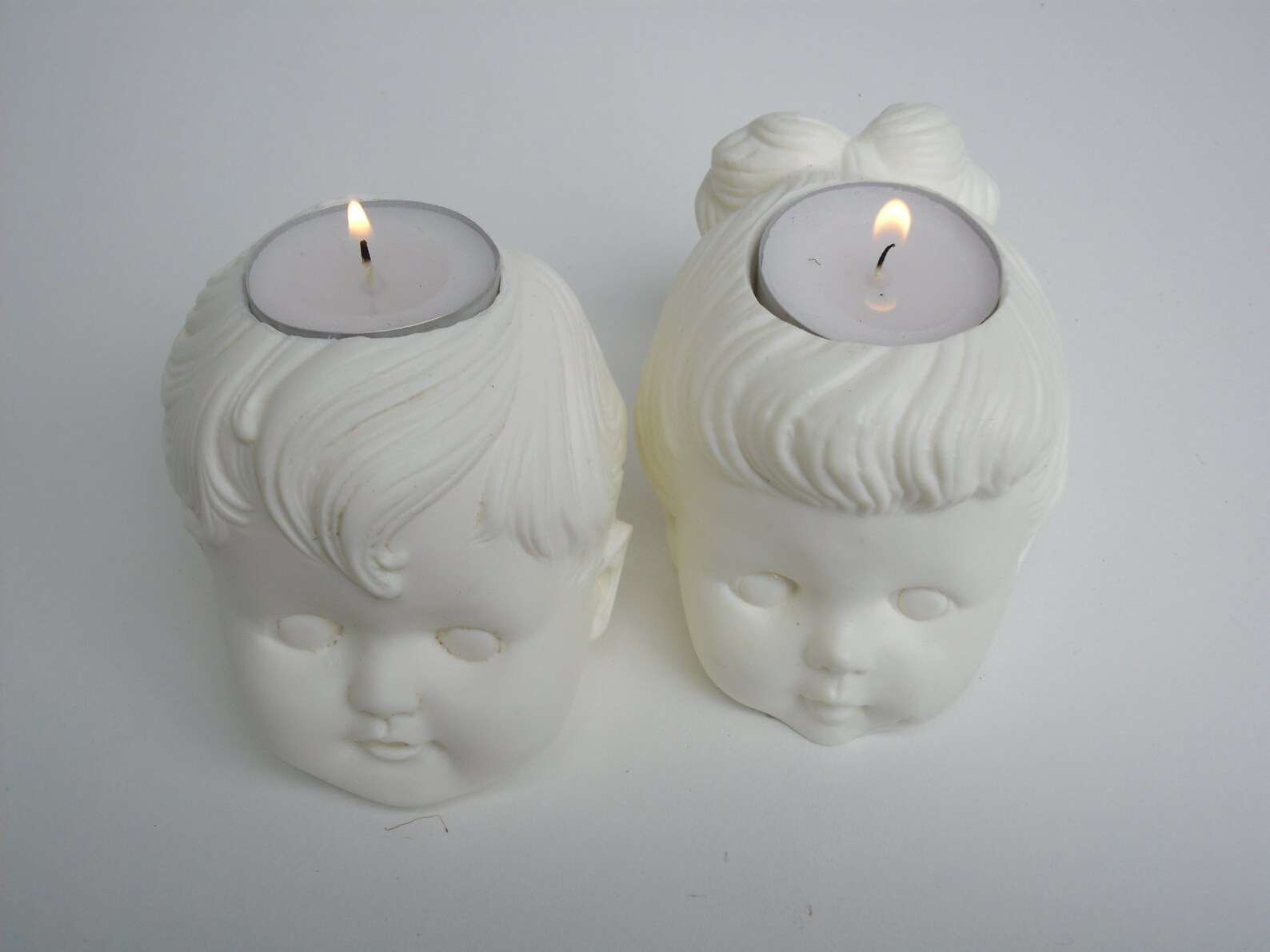 Vintage Boy and Girl Doll Pair of Tea Light Candle Holders - Etsy