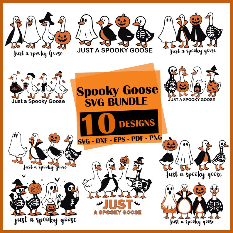 Spooky Goose PNG Bundle: Funny Halloween Clipart (digital Download ...