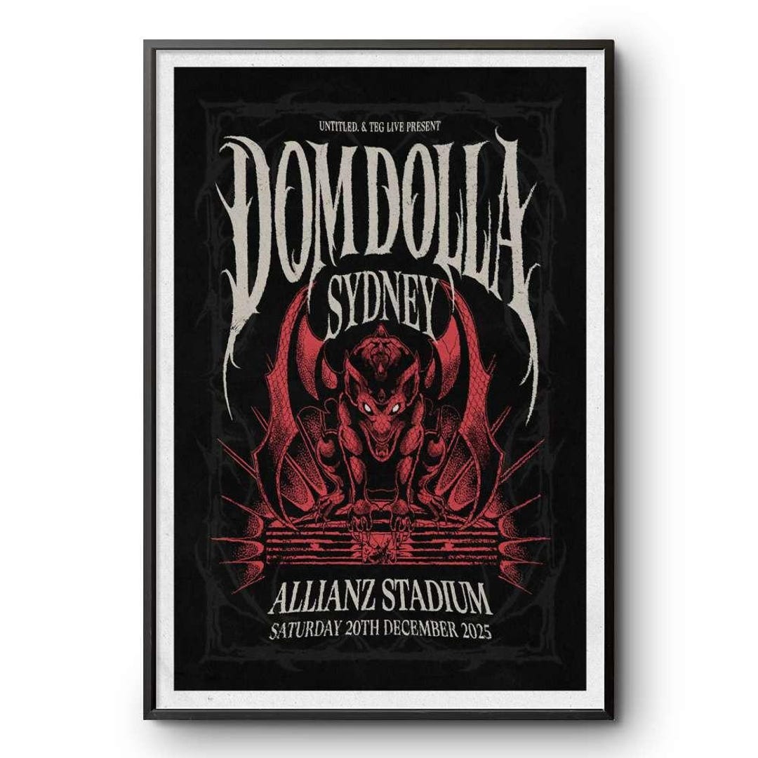 Dom Dolla Sydney Allianz Stadium Dec 20 2025 Concert Poster Red Dragon ...