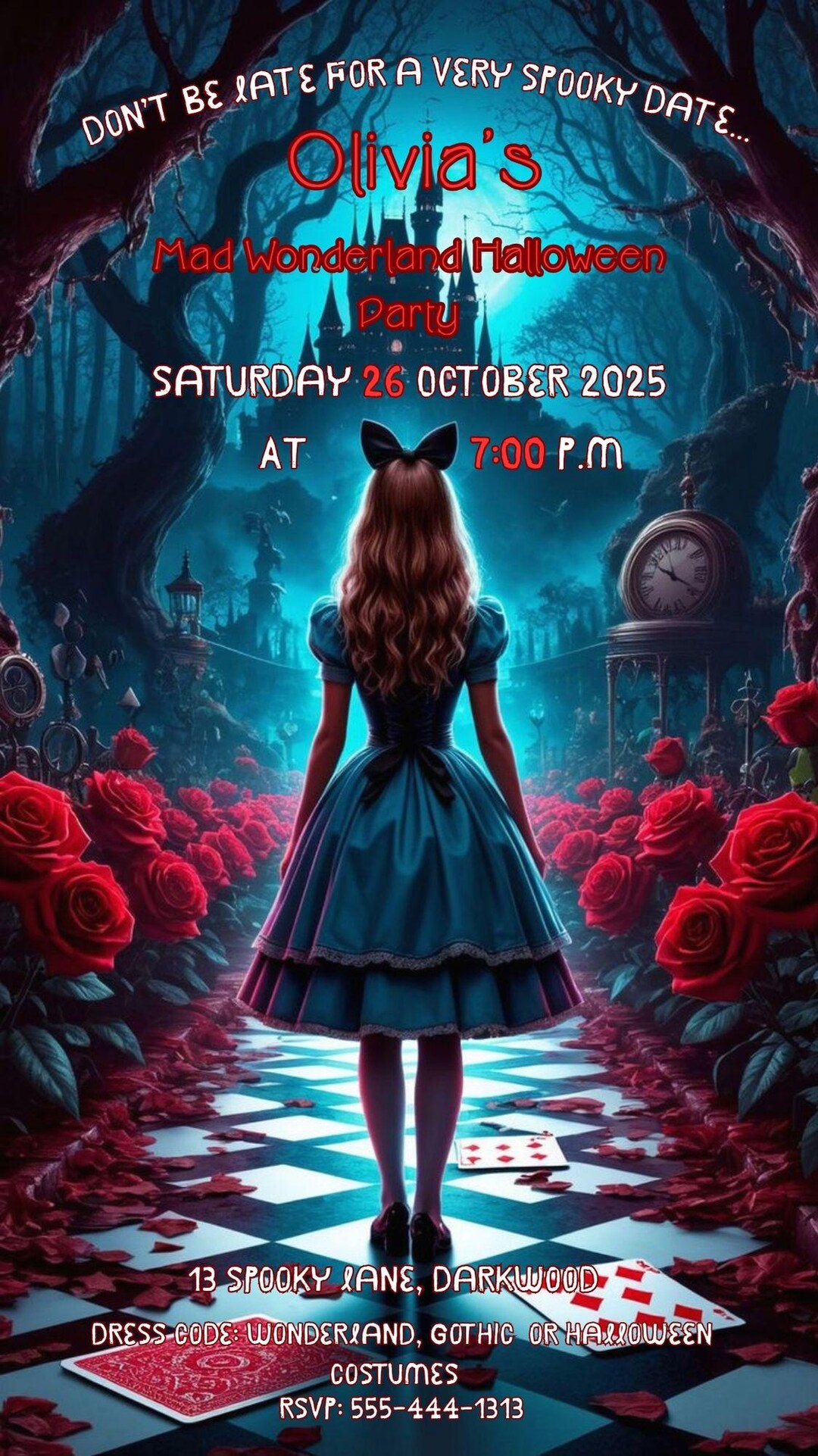 Wonderland Halloween Invitation | Spooky Tea Party Invite | Gothic AI ...