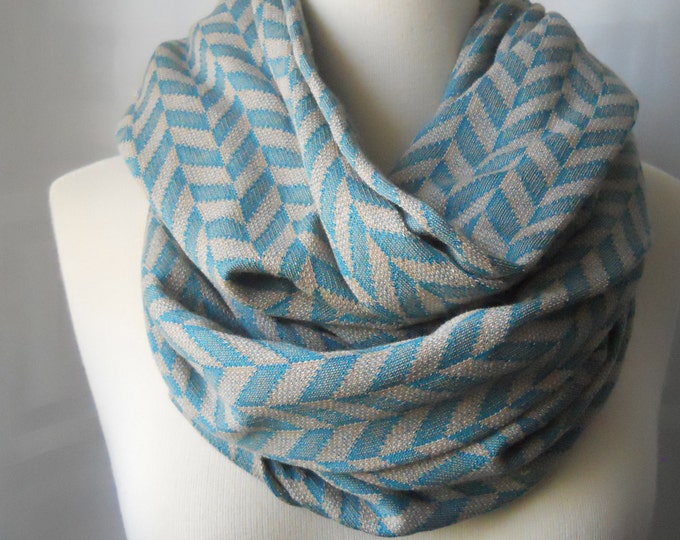 Infinity Scarf Arrows Teal and Beige Super Wide - Etsy