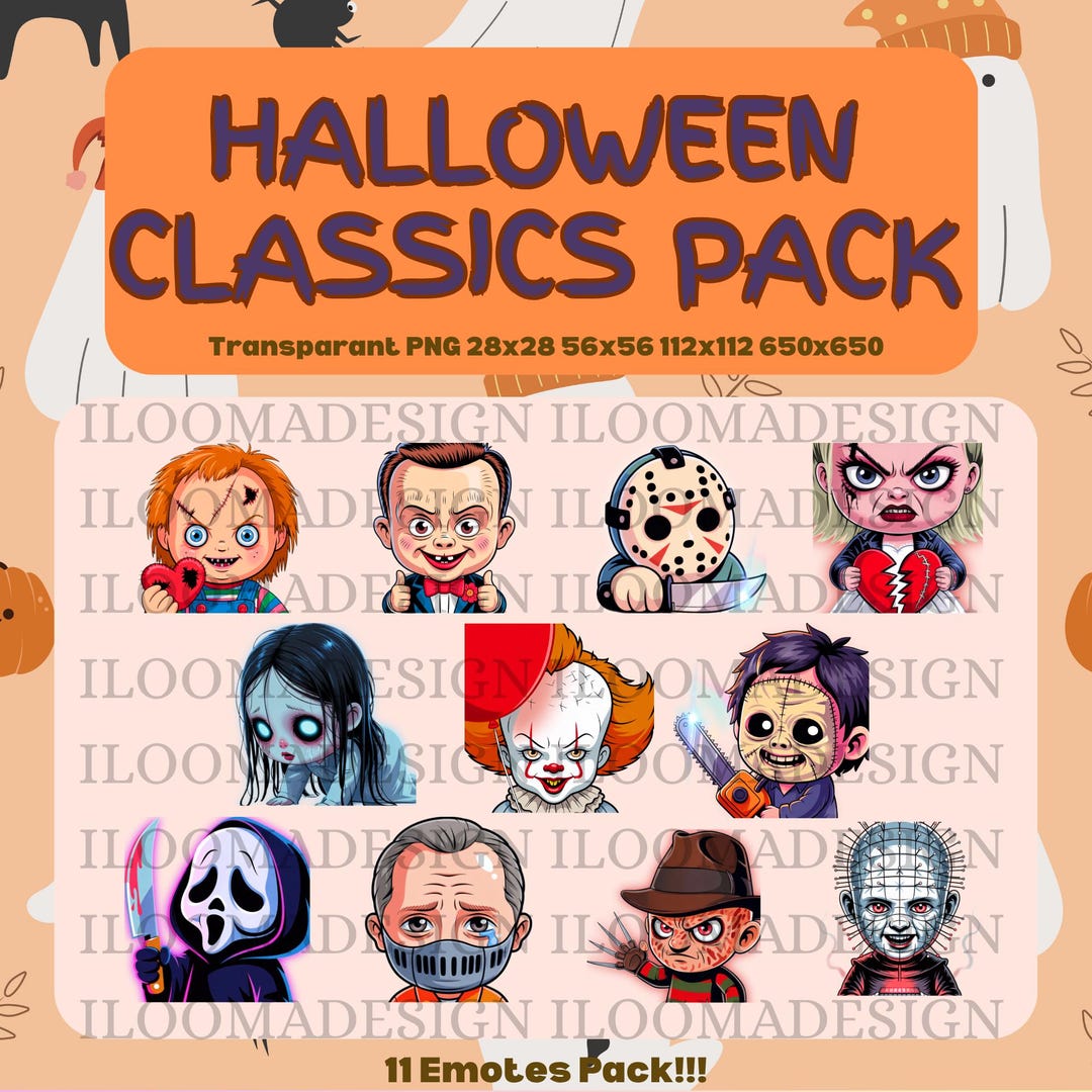 Halloween Horror Icons Emote Pack: PNG Streamer Emotes (digital ...