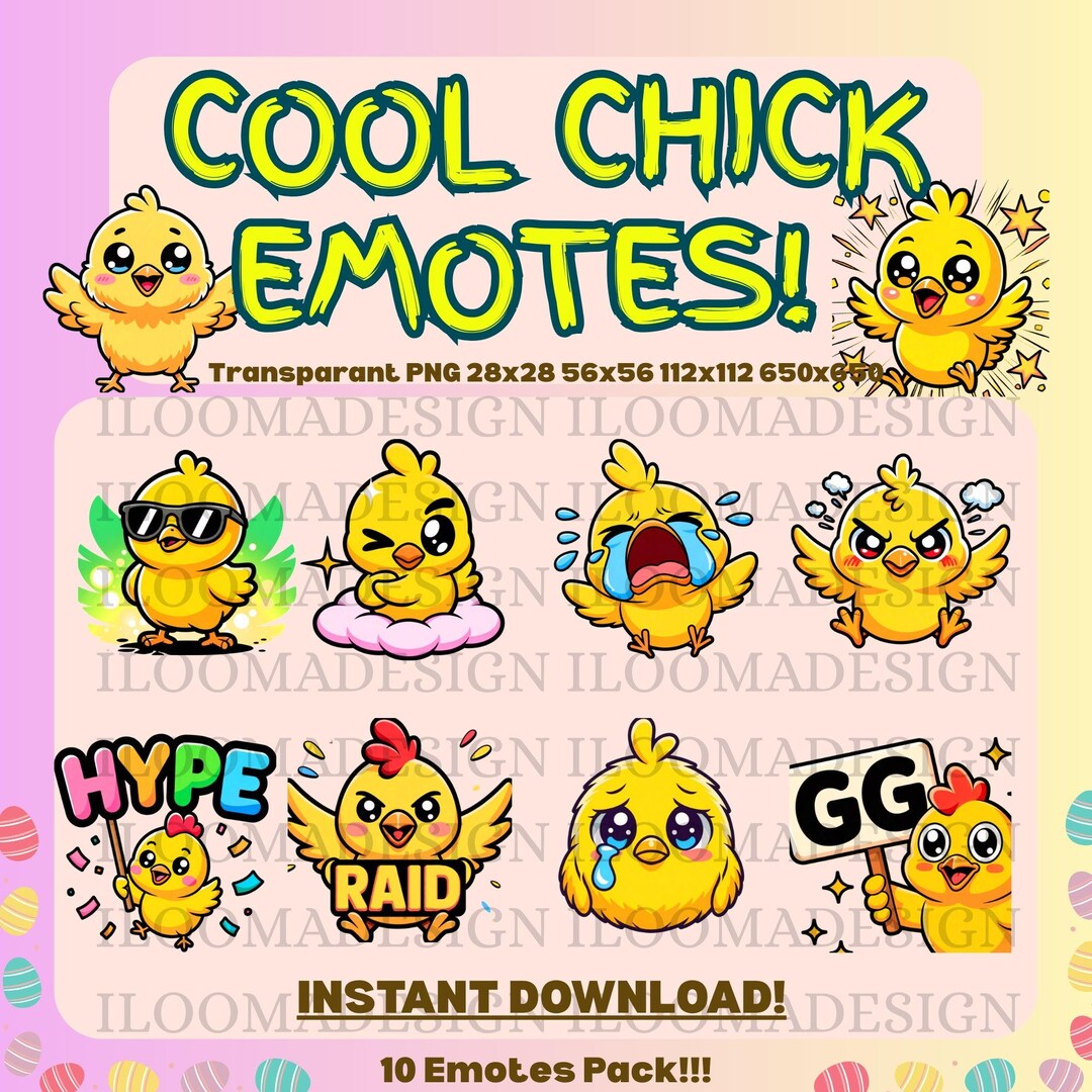 Cool Chick Emotes Pack – 10 Cute Baby Chick Twitch, Youtube, Discord ...