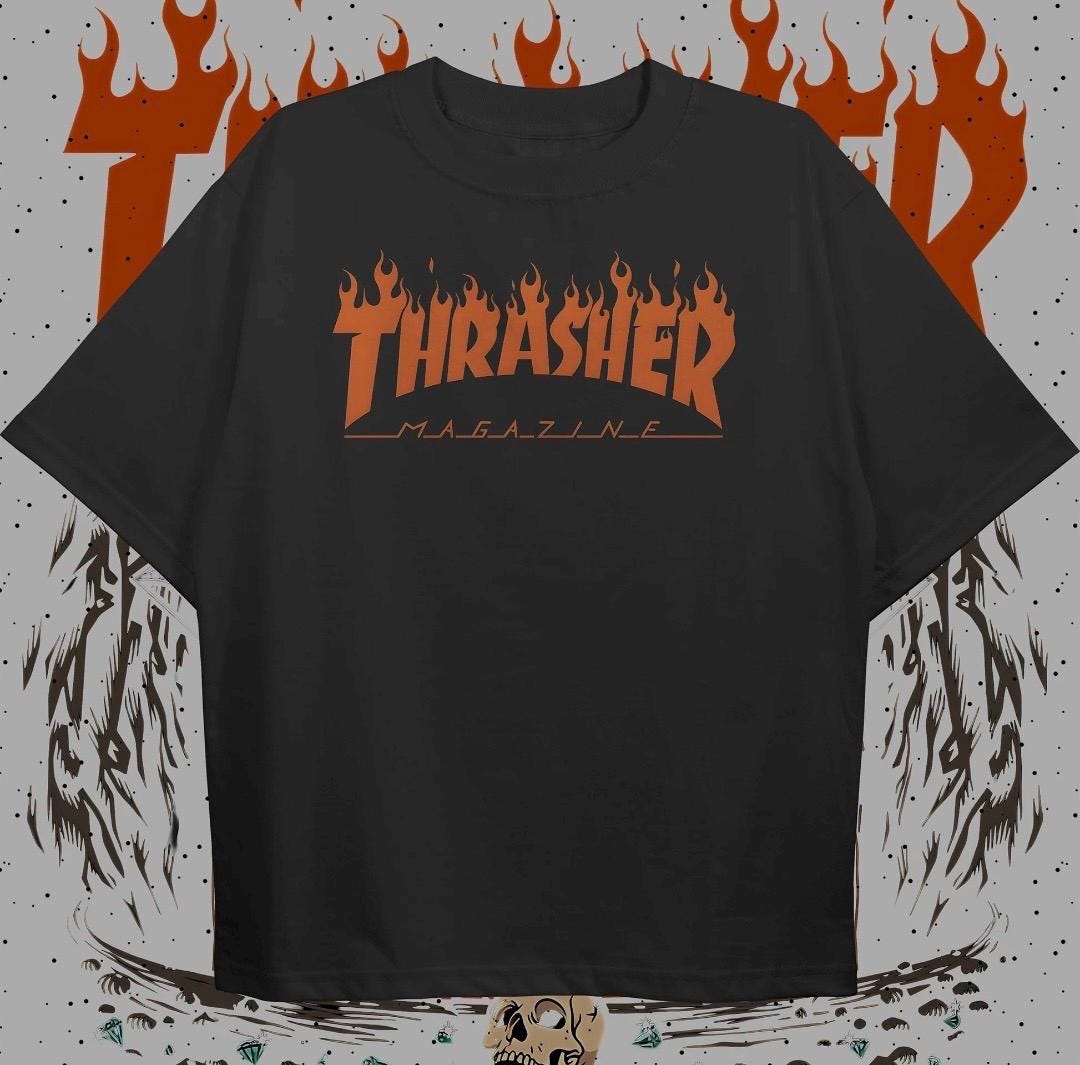 Thrasher Flame Logo PNG | Skateboard Streetwear Logo Design | Fire Text ...