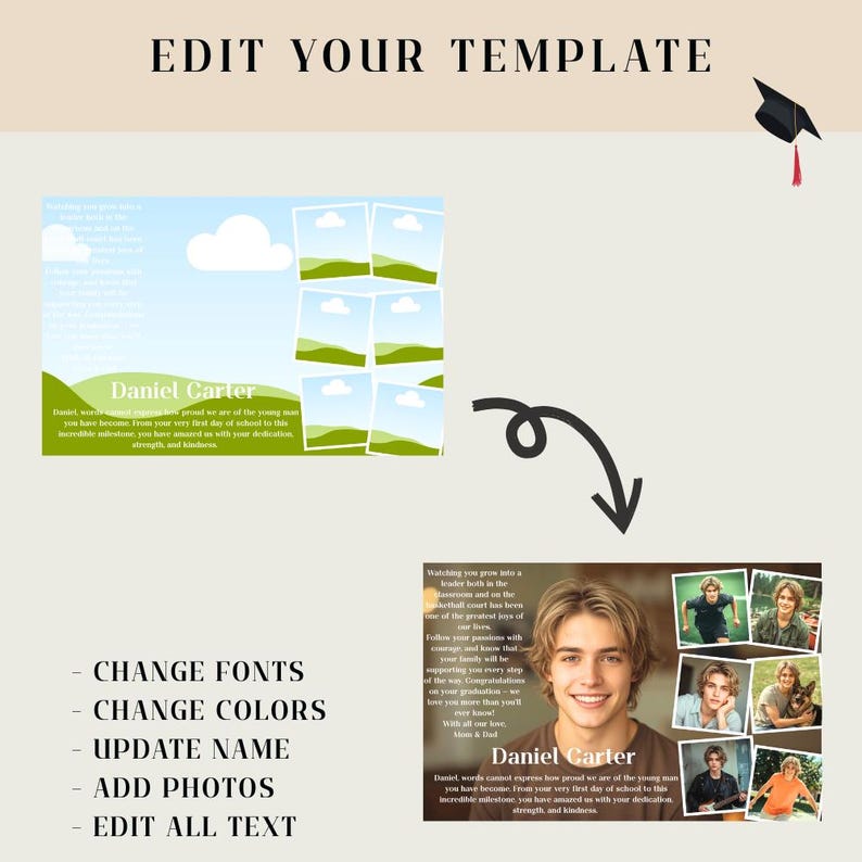 Editable Half Page Yearbook Ad Template - Senior Tribute (canva) - Etsy