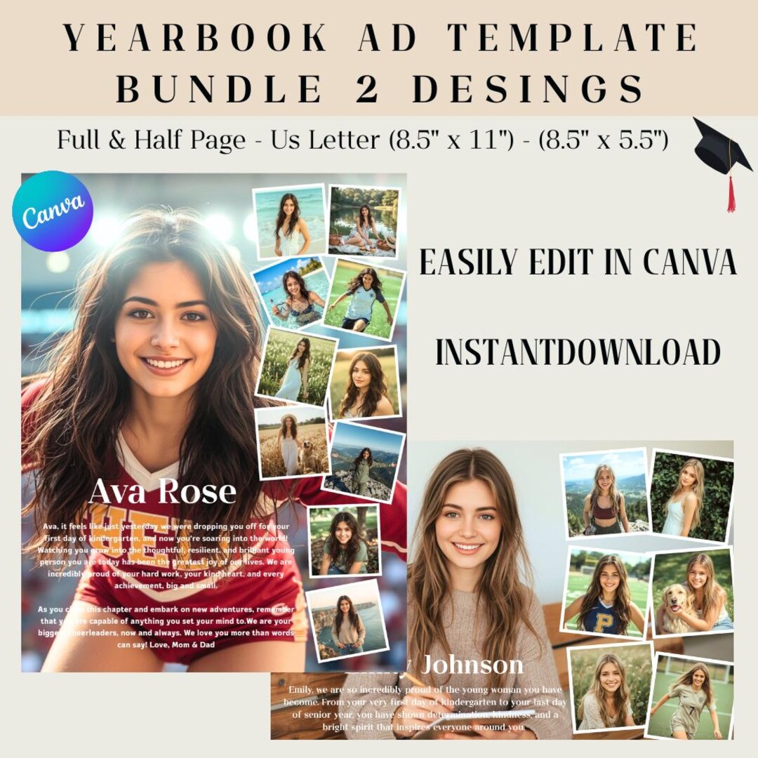 Editable Canva Yearbook Ad Template: Senior Graduation Tribute (digital ...