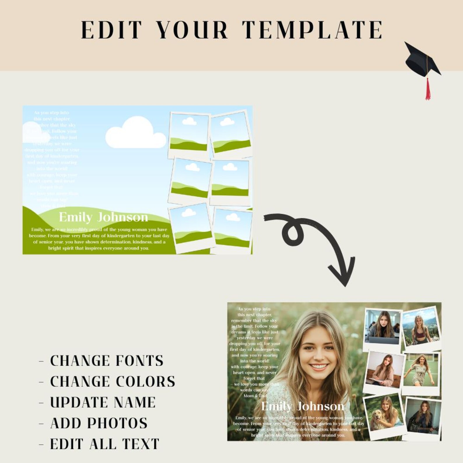 Editable Half Page Yearbook Ad Template: Canva (8.5x5.5 Inches) - Etsy