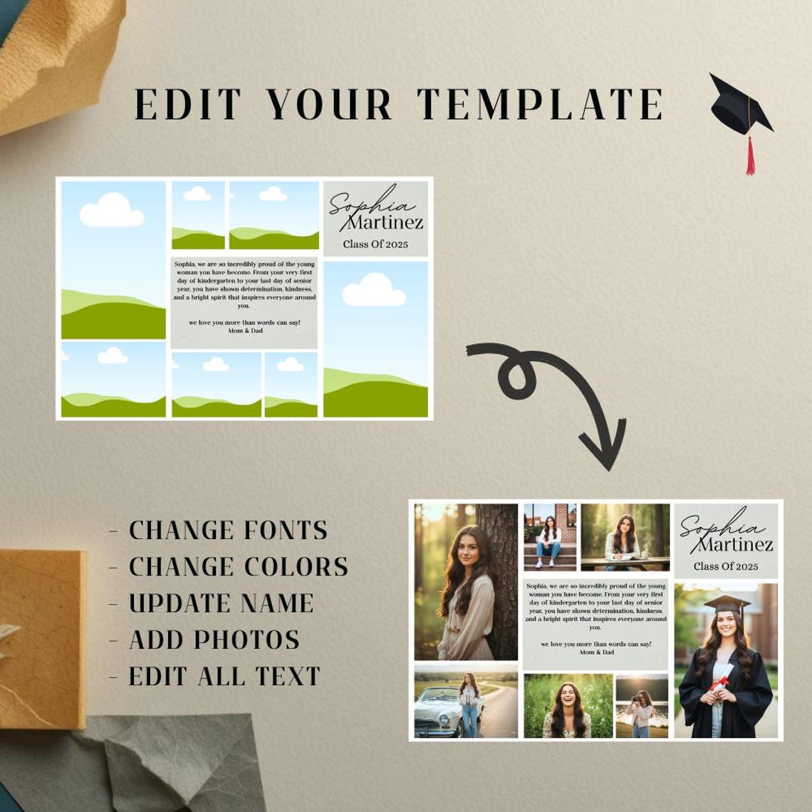 Editable Half Page Yearbook Ad Template Digital Download High School ...