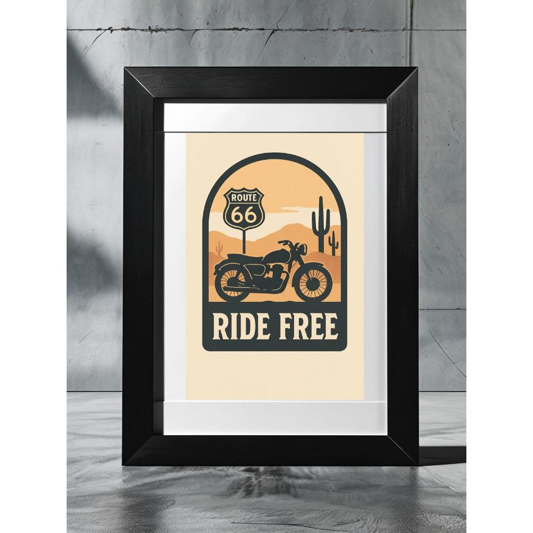 Cool Motorbike Route 66 Wall Art - Etsy