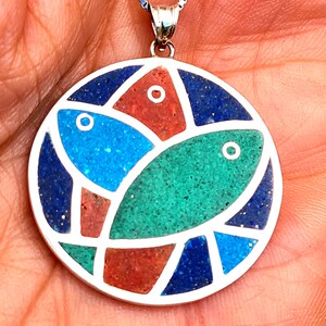 Fish Silver Necklace,mosaic Fish Necklace, Silverschool of Fish ...