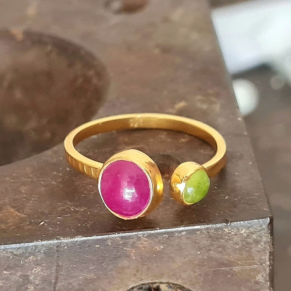 Ruby Peridot Ring - Etsy