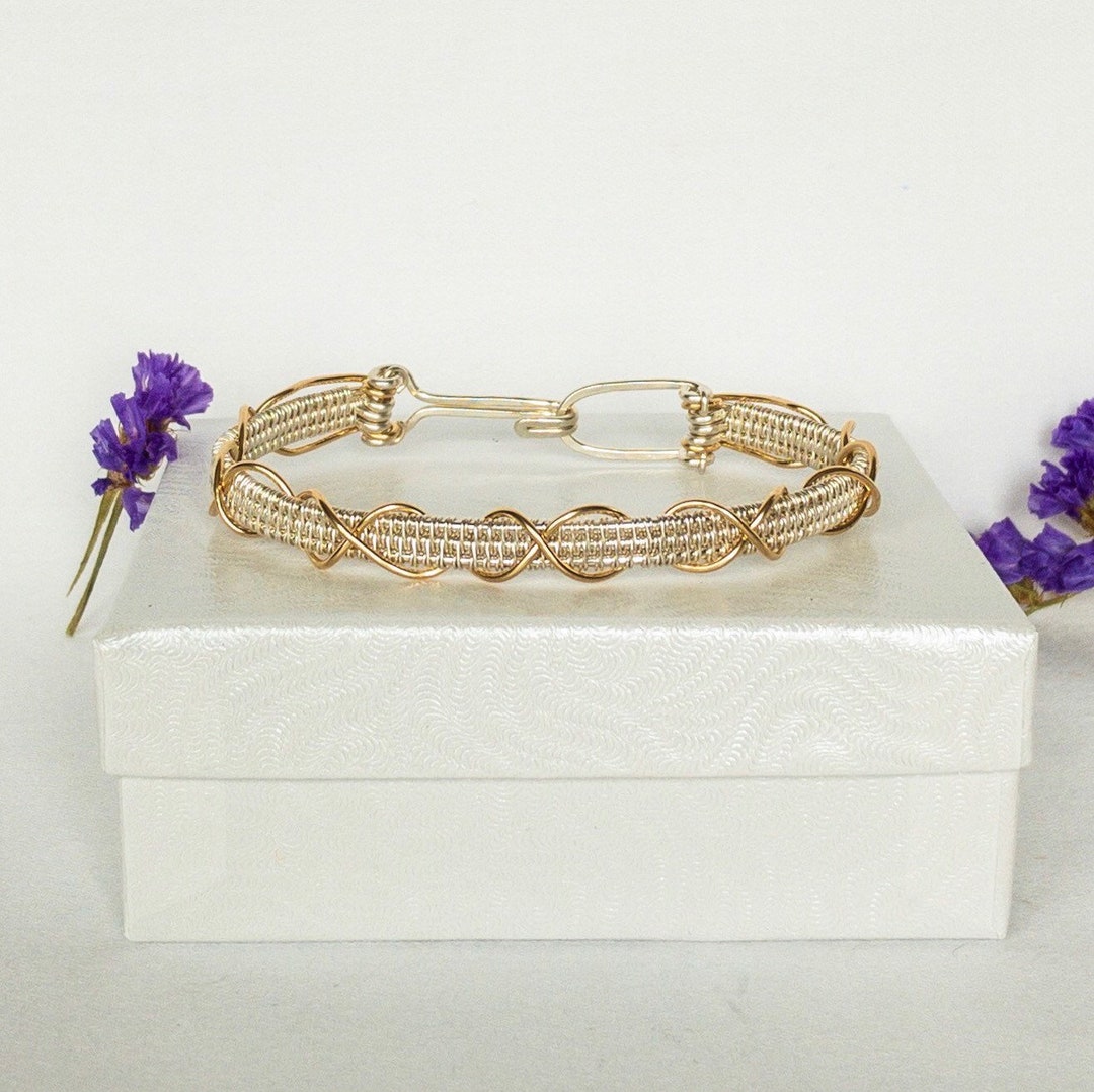 Timeless Statement Wire Woven Mixed Metal Bracelet - Etsy