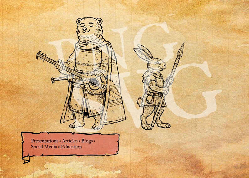 Medieval Animal Warriors Clipart Set – Marginalia Style Anthropomorphic ...