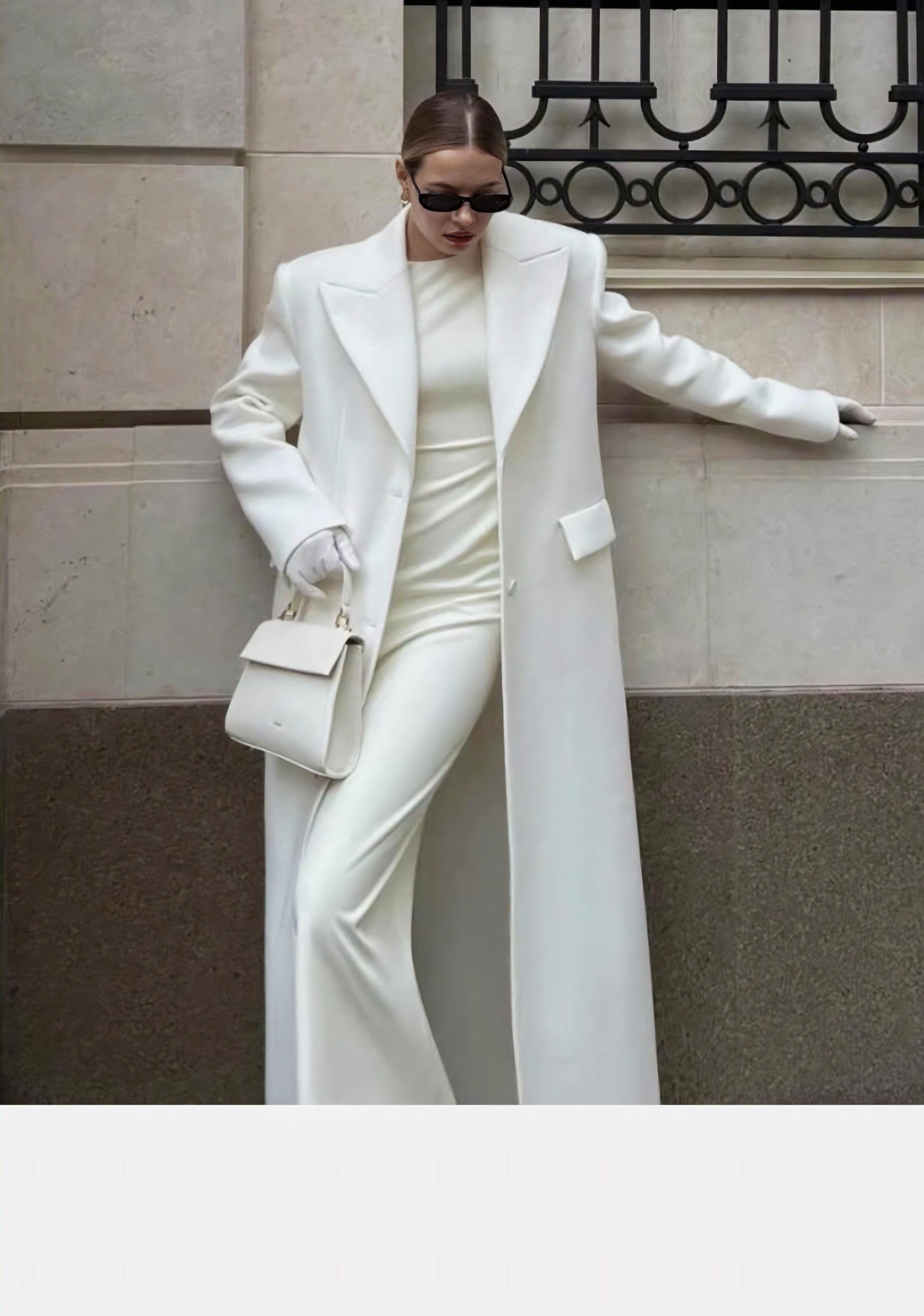 Women's White Terry Wool Long Coat - Women's Peak Lapel Overcoat - Etsy