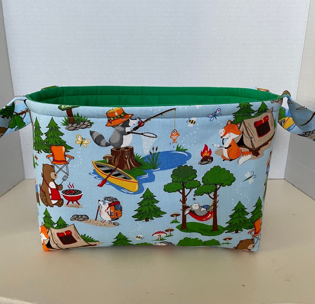 Camping Theme Fabric Basket/childrens Camping Basket - Etsy