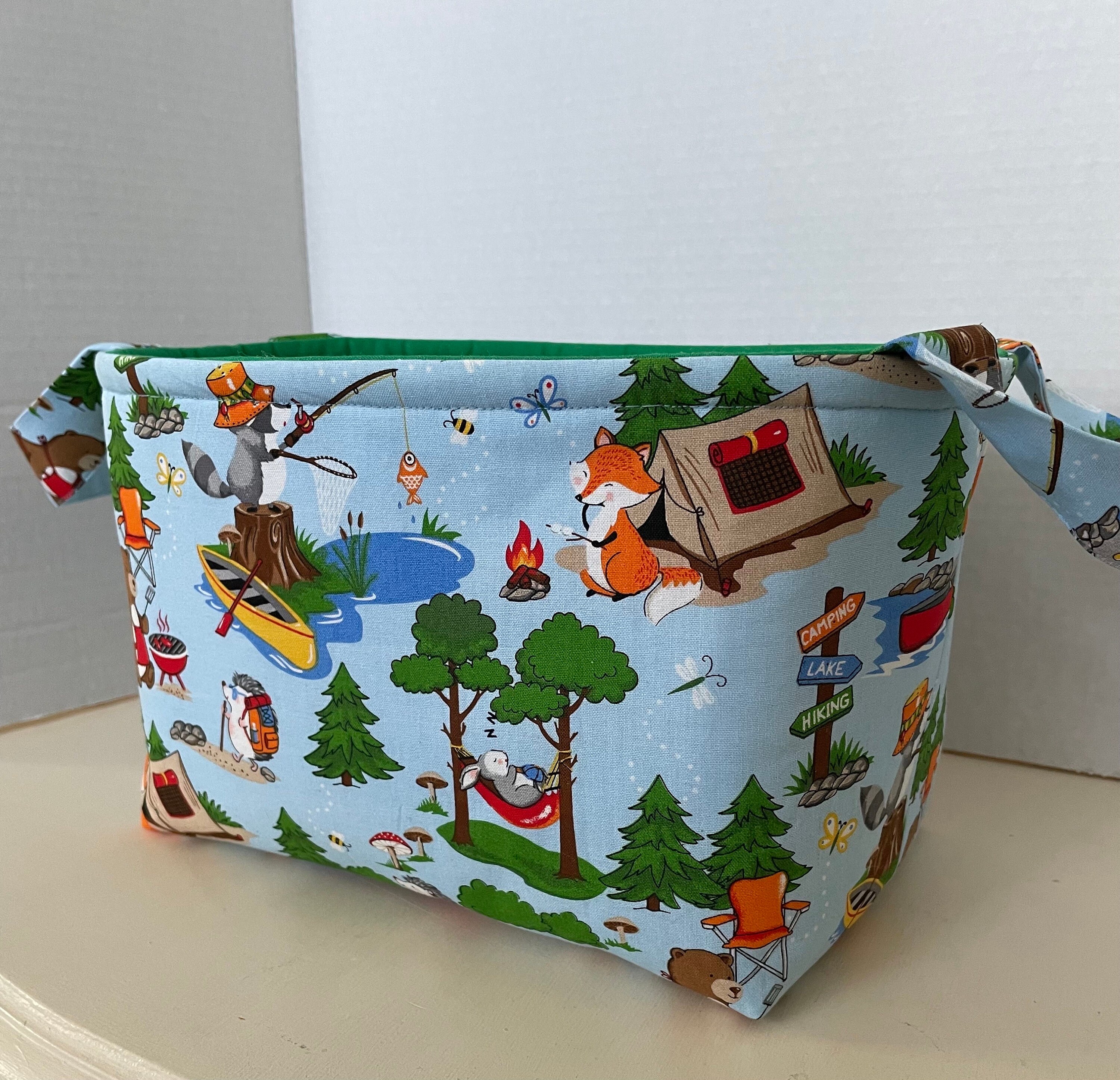 Camping Theme Fabric Basket/childrens Camping Basket - Etsy