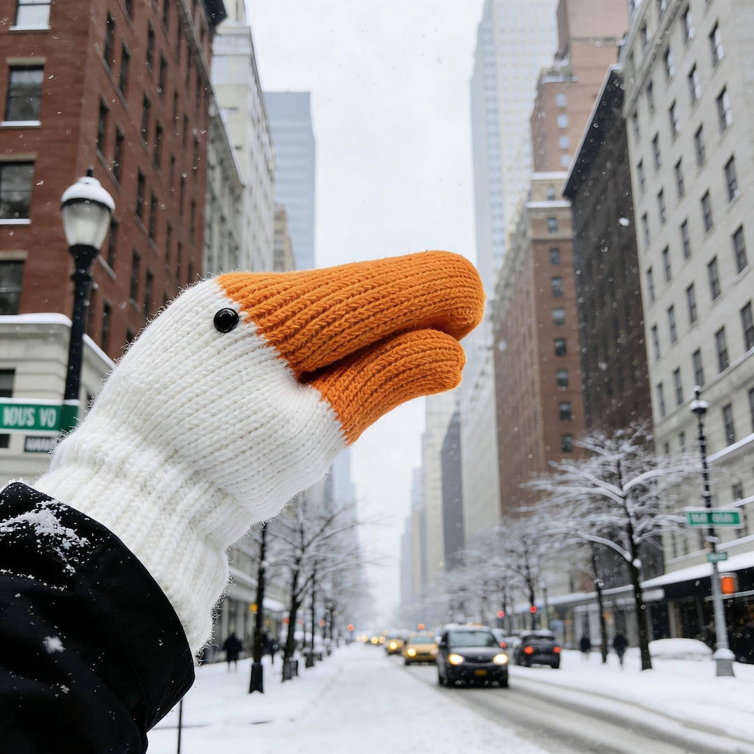 Winter Goose Gloves – Handmade 3D Goose Mittens, Funny Animal Knit ...